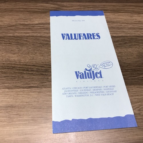Valujet Airlines Valufares Brochure | eBay