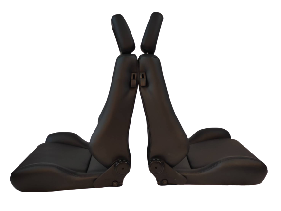 Recaro LX Black Leather Net Headrest Seats PAIR OF AUTHENTIC | Full Set ...