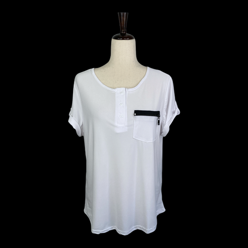 Rouge Collection Women's White Short Sleeve Pocket T-Shirt Size 2X | eBay