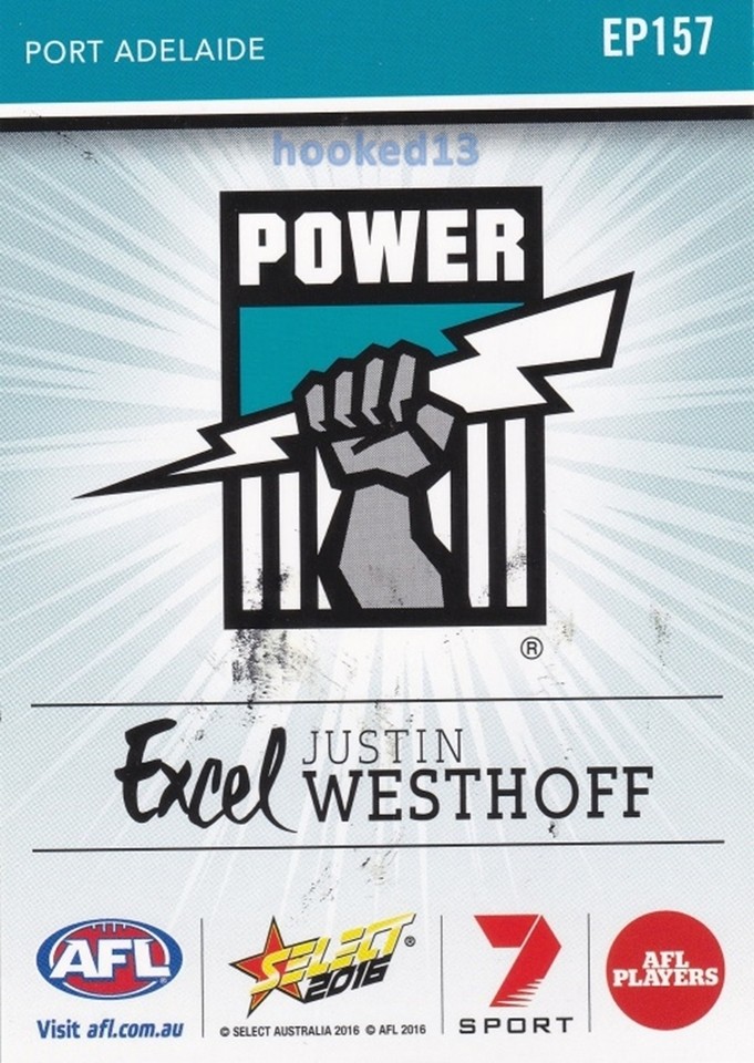 Signed Justin Westhoff Port Adelaide Power Autograph 2016 Select ...