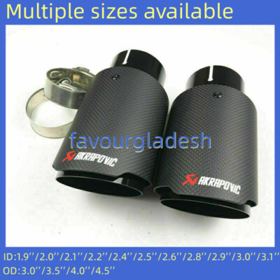 1PCS Matte Black Carbon Fiber AKRAPOVIC Exhaust Tip 3''/3.5''/4''/4.5 ...