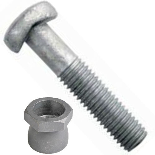 M8 x 40mm SADDLE BOLT D SECTION PALISADE FENCING +SECURITY NUT SHEAR ...