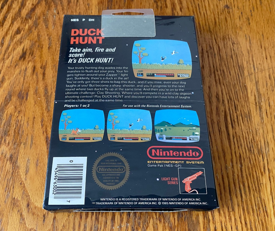 Duck Hunt UNOPENED TOP complete in box hangtab sealed nintendo nes ...