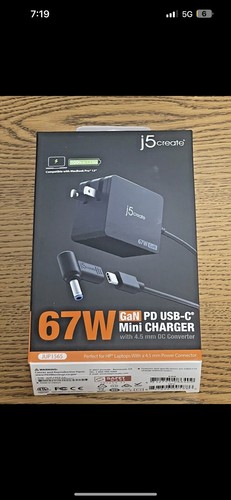 New J5 Create 67W USB-C Mini Charger w/ 4.5mm DC Converter JUP1565 | eBay