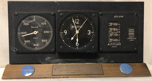 PAN AM JET CLIPPER AMERICA PRESENTATION CLOCK BULOVA BOEING 707 OCTOBER ...