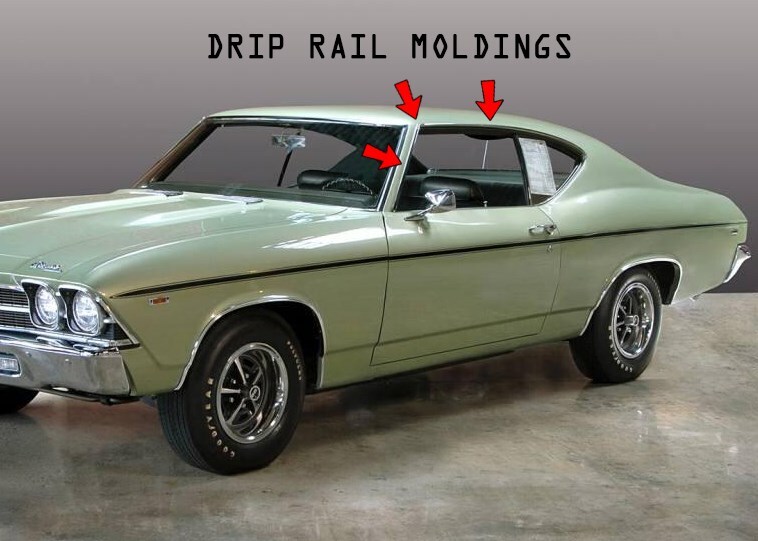 1968-1969 Chevy Chevelle Roof Drip Rail Molding Moulding Trim - 6 Piece ...