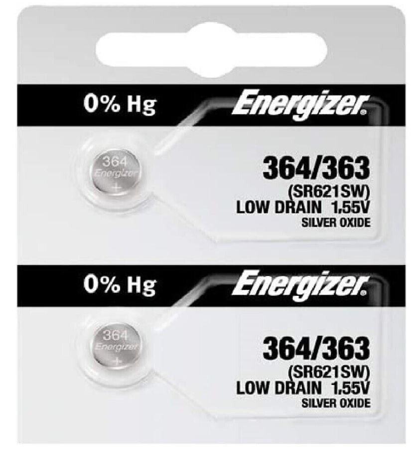 2 x Fresh Energizer 364 Watch Silver Oxide Batteries 364/363 SR621SW ...
