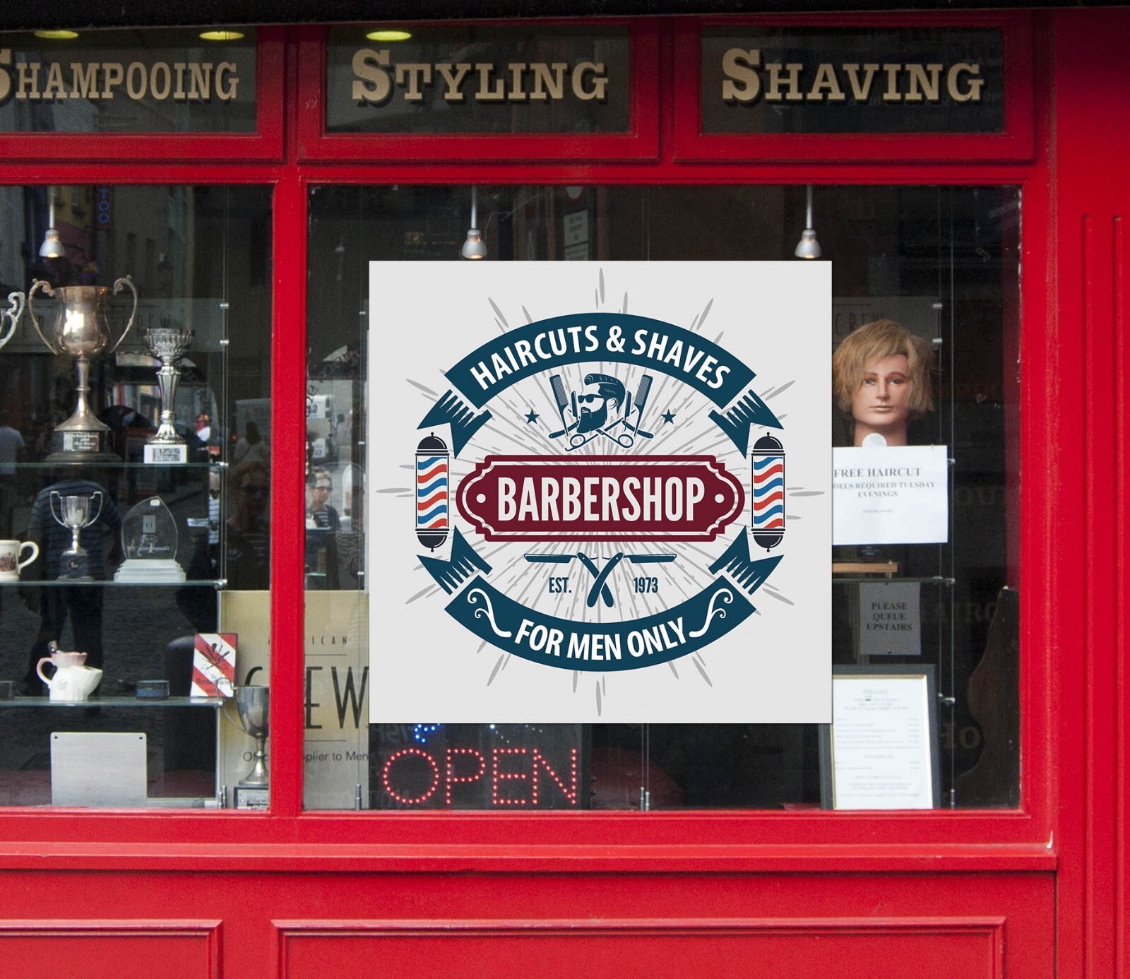 3D Man Hair Cut A532 Barber Shop Window Stickers Vinyl Wallpaper Wall ...