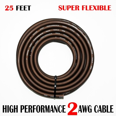 2 Gauge Wire BLACK , Amplifier Power/Ground Amp Wire 25 Feet Cable Roll ...