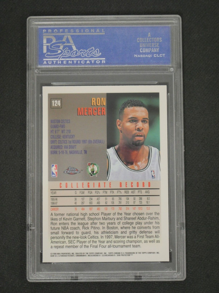 RON MERCER 1997-98 TOPPS CHROME #124 - PSA 9 MINT - BOSTON CELTICS | eBay