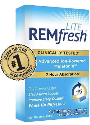 REMfresh LITE 0.5mg Low Dose Sleep Aid Supplement (36 Caplets) | Sleep ...