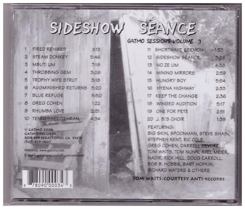 Sideshow Seance GATMO Sessions Vol. 3 TOM WAITS Greg Cohen Brand New ...