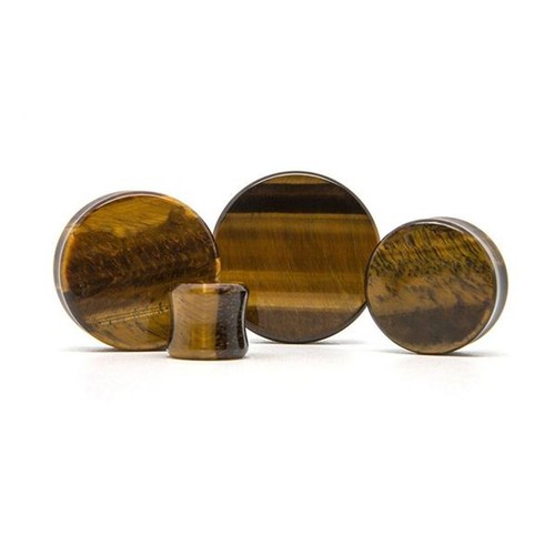 BROWN TIGERS EYE STONE EAR PLUGS ORGANIC STRETCHERS SADDLE TUNNELS 5MM ...