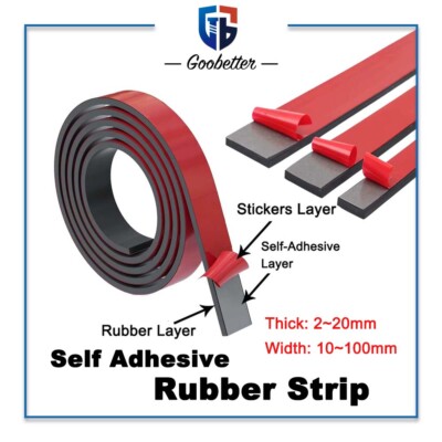 Self Adhesive Rubber Strip Pads Solid Seals Gasket Black Thick 2mm 3mm ...