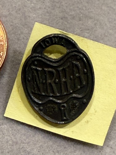 Vintage IOWA WR&H Railroad History Collectible Lock Shape Metal Tag ...