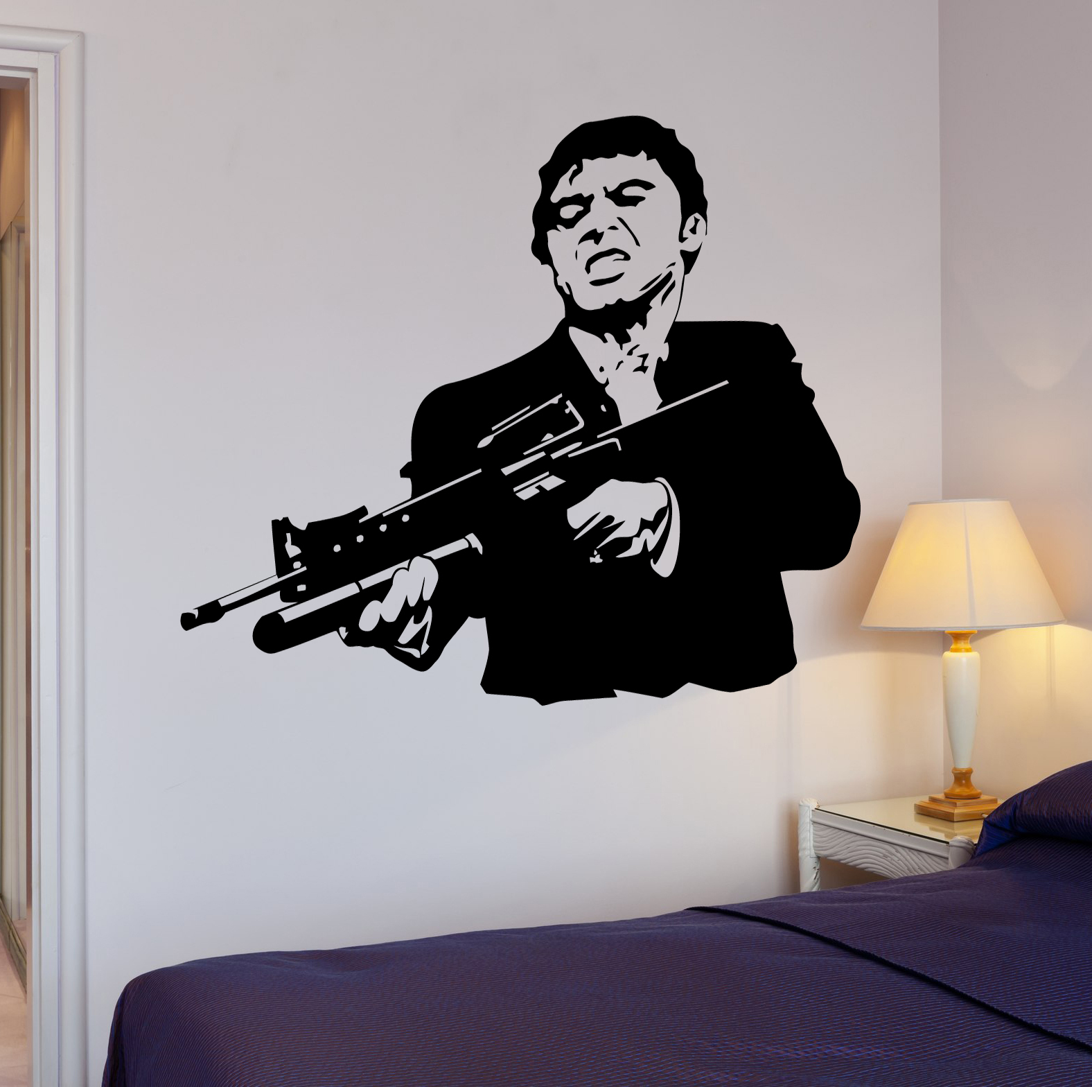 Wall Stickers Vinyl Decal Scarface Film Gangster Mafia Gun Cool Decor ...