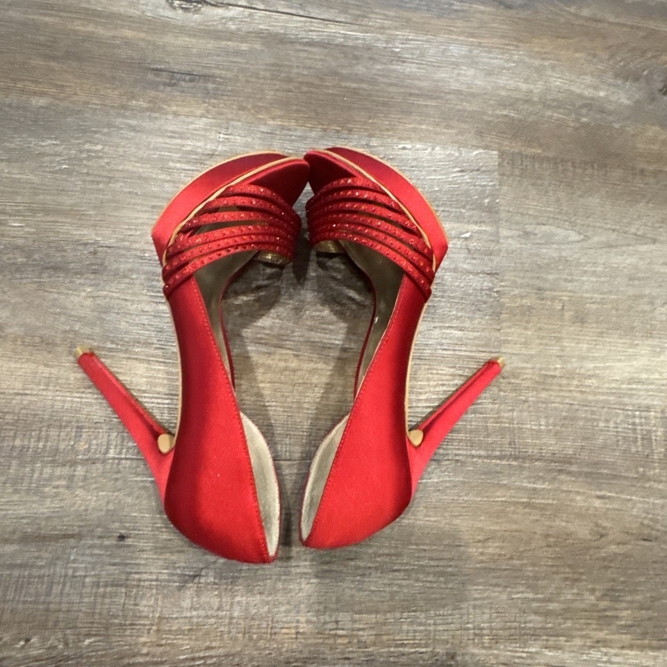 Kate Preston Red. Open Toe Heels 7.5M | eBay
