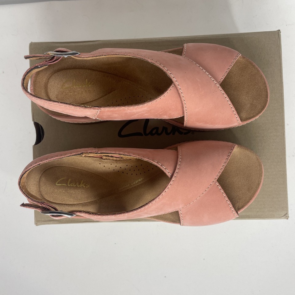 Clarks Kassandra Step Wedge Sandal In Peach Nubuck. Women’s Size 11 M ...