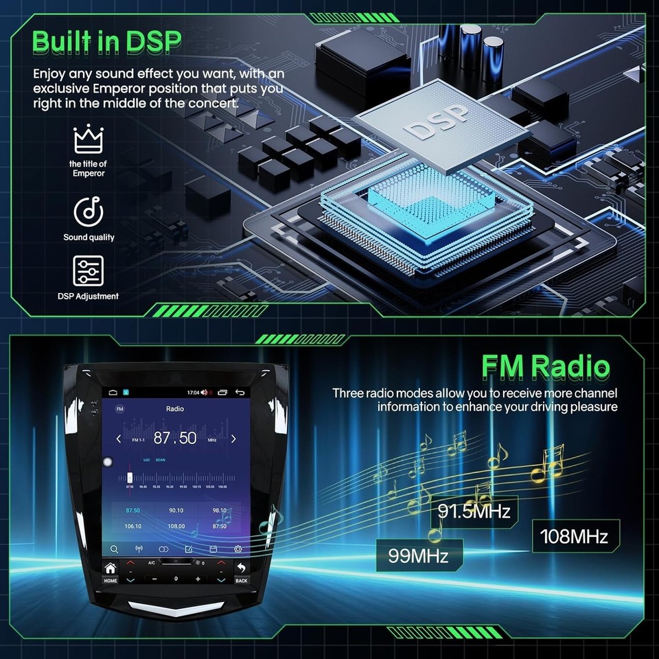 For Cadillac ATS SRX XTS CTS Android 13 Car Stereo Radio Carplay GPS ...