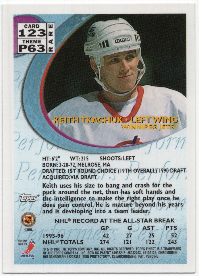 RB020 1996-97 Topps Finest G #123 Keith Tkachuk Winnipeg Jets | eBay
