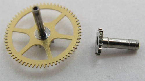 AS 5008 alarm watch movement part:center wheel + cannon pinion h = 3.8 ...