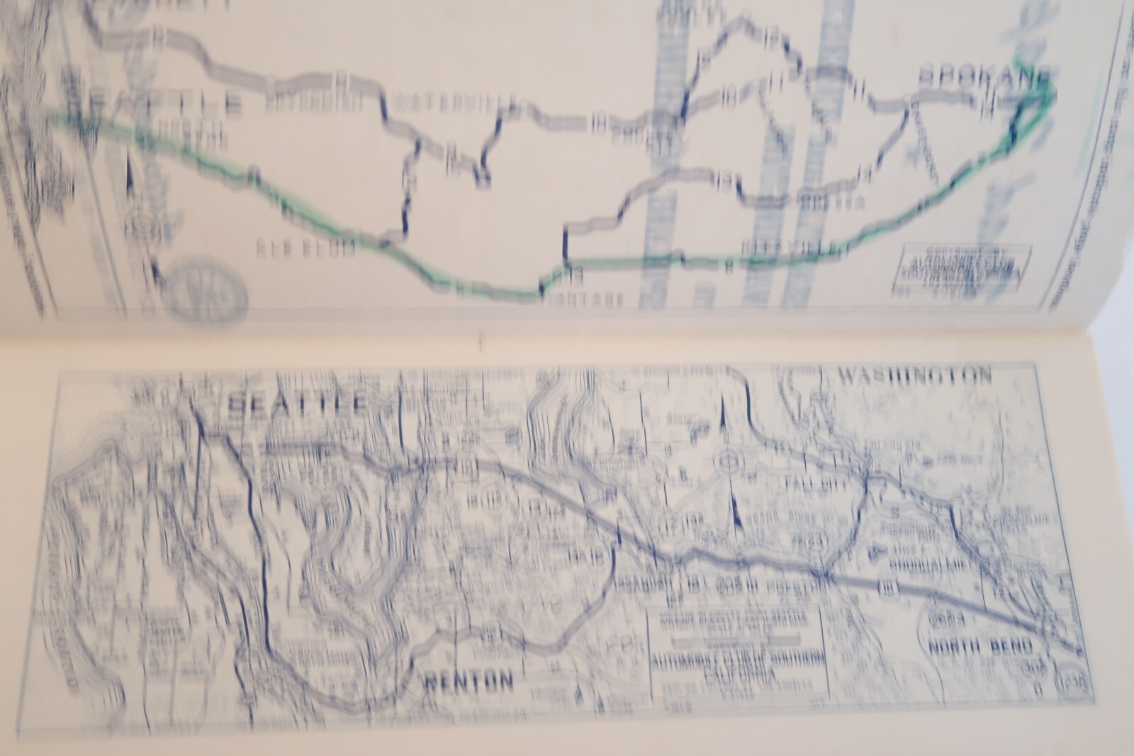 1950's Seattle and Everett Washington Spokane #17 Vintage Travel Map ...