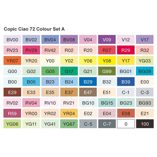 Copic Ciao Marker Set A 72 Colors , Artist Design Illust , 2 Size Nib ...
