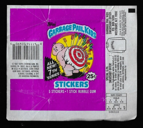1987 Garbage Pail Kids 7th Series Wax Pack Wrapper w/ 25c Logo | eBay