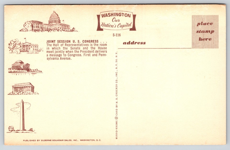 Washington DC~Joint Session of US Congress~Vintage Postcard | eBay