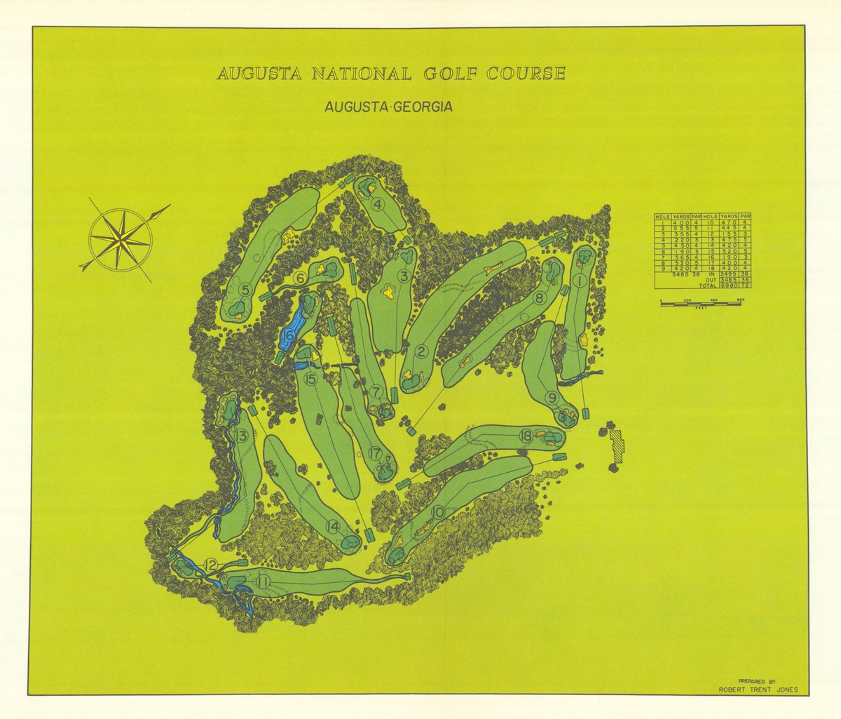 Augusta Golf Course Layout Augusta | Course Routing Map (Small Print)