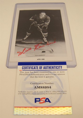 Signed MATT RAVLICH Chicago Blackhawks 3.5"X5" Photo PSA/DNA COA AUTO ...