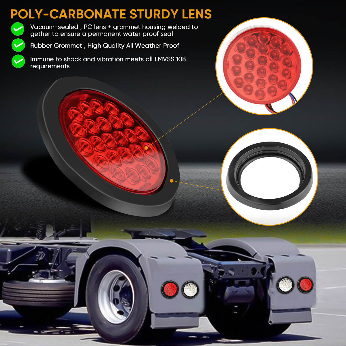 4Pcs 4inch Round LED Truck Trailer Stop Turn Tail Brake Lights ...