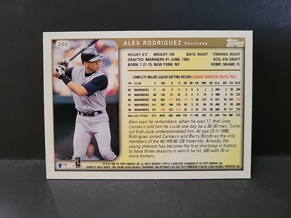 1999 Topps #300 Alex Rodriguez Seattle Mariners Baseball Card Mint | eBay