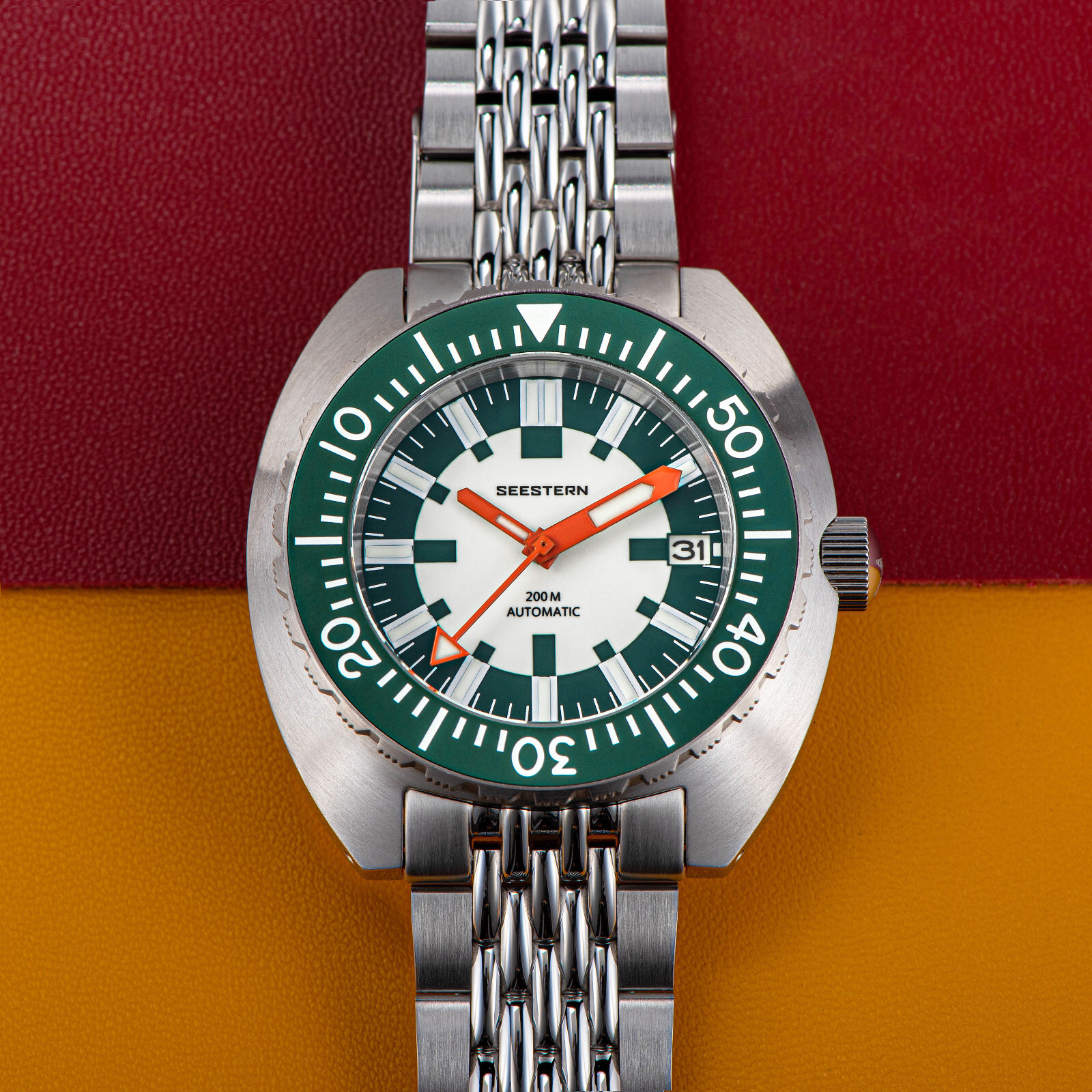 Seestern LUME DIAL S406-2.01 42MM Ceramic Bezel 200m DIVER'S Mens Watch ...