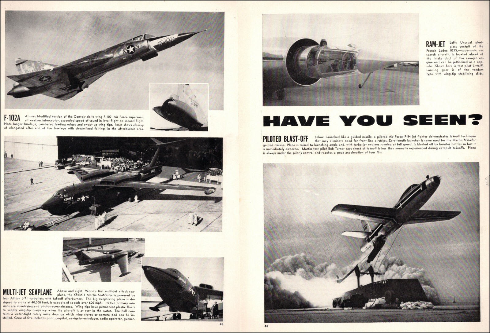 1956 aviation photos HAVE YOU SEEN? F-102A , Martin SeaMaster Jet ...