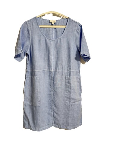 PURE JILL Size SP Small Petite Shift Dress Garment Dyed Linen Blue ...