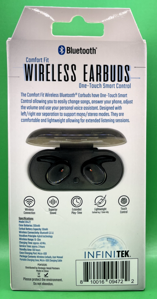 Infinitek Comfort Fit Wireless Earbuds Bluetooth Built-In Mic Type C ...