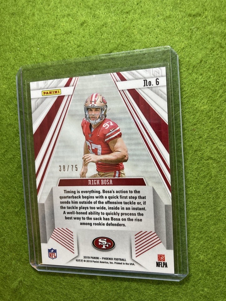Nick Bosa YELLOW PRIZM # /75 SSP ROOKIE CARD 49ers SP 2019 NICK BOSA ...