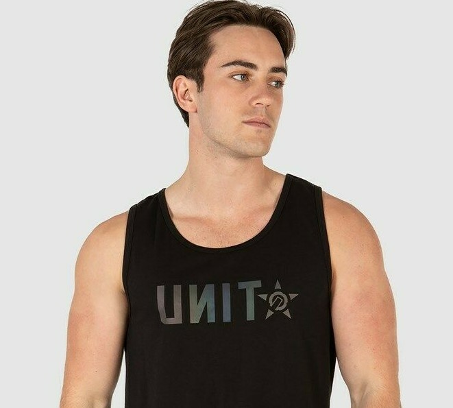 UNIT RIDERS MENS SINGLET TANK "INC" IN BLACK SKATE MX MOTOCROSS STYLED ...