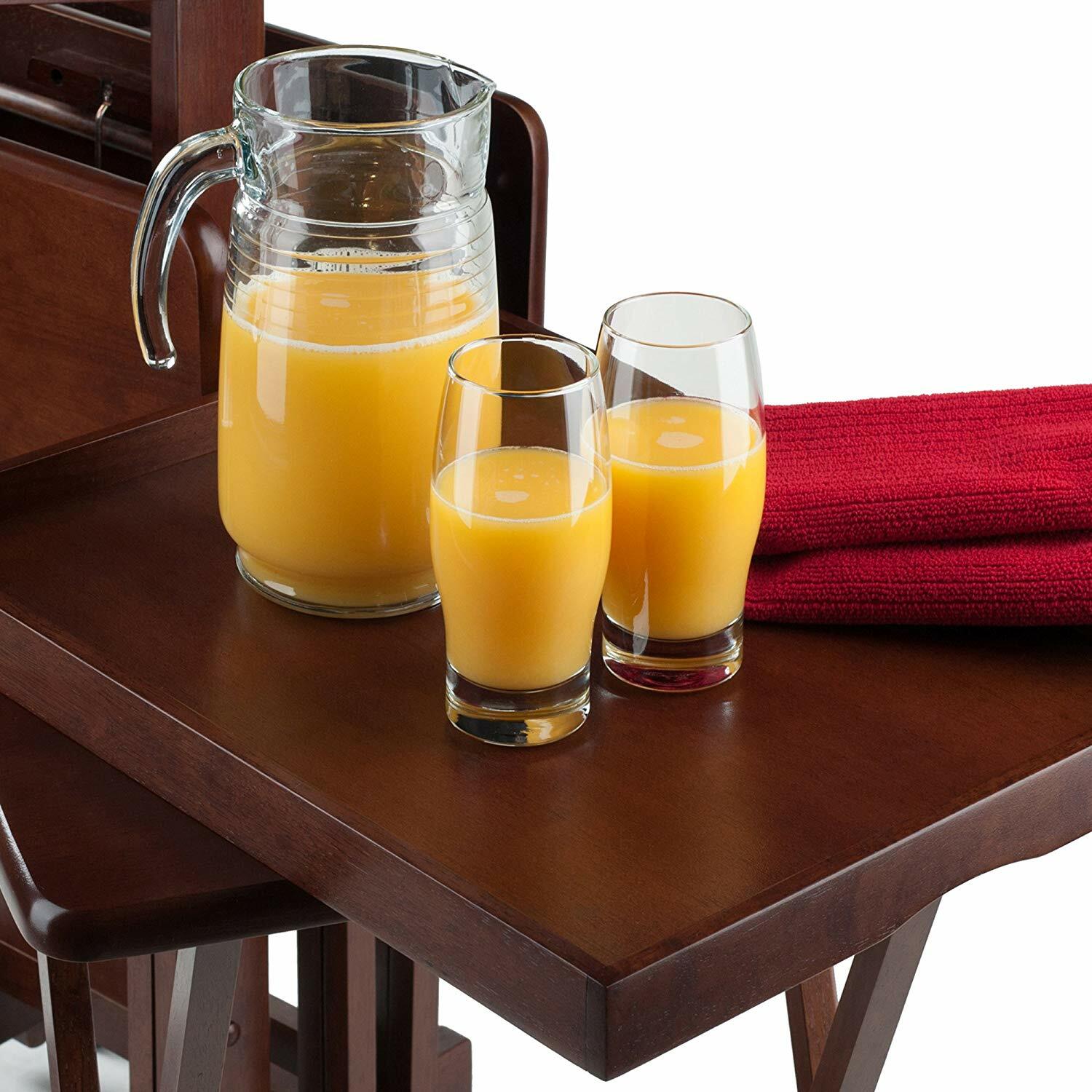 Walnut Finish 5 pc Wooden Tray Table Set Folding Portable Snack Stand ...