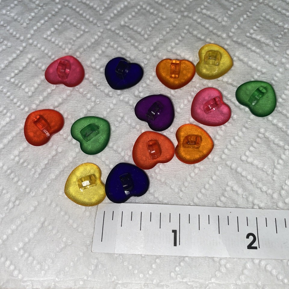 Plastic Buttons for Crafts & Sewing 13 Piece Love Heart Shape Buttons ...