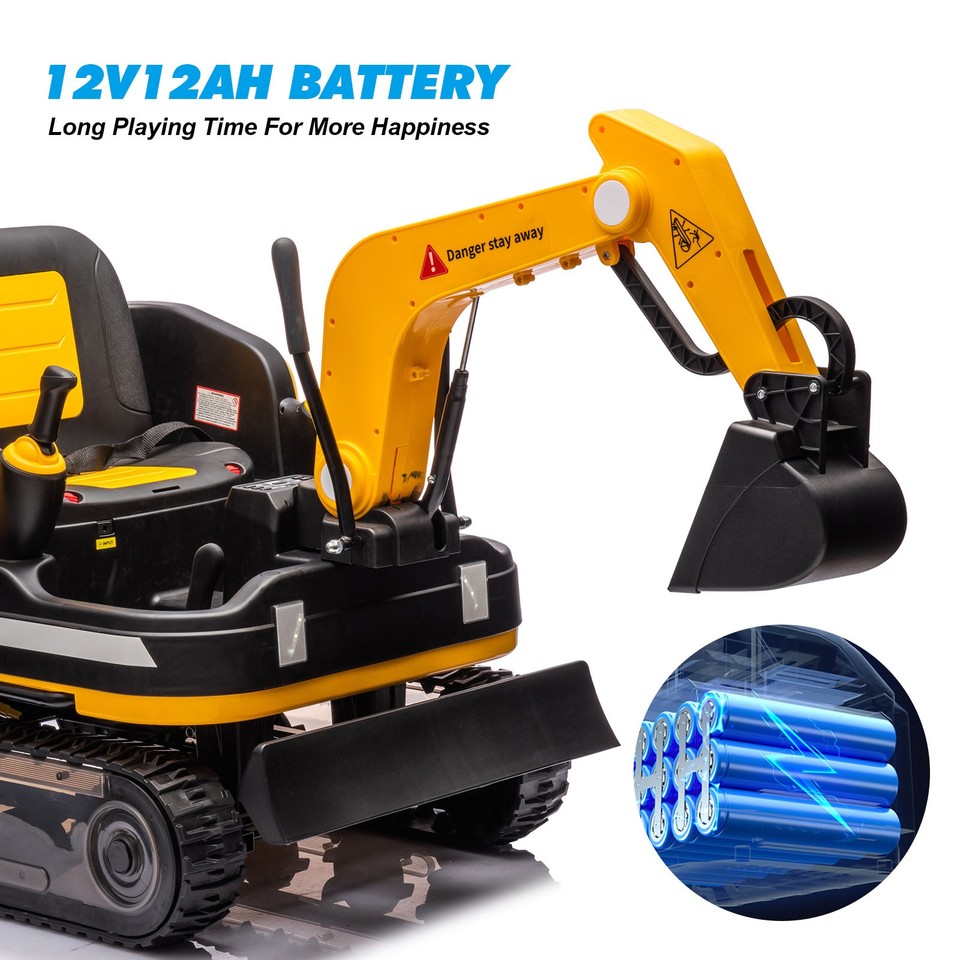 JOYLDIAS Yellow/Red/Blue Electric 360°12V Kids Ride On Excavator ...