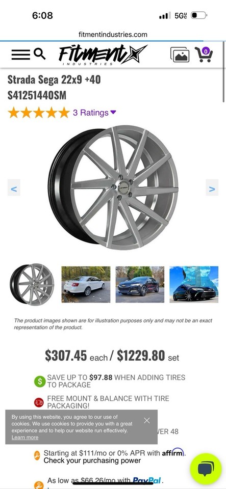 (Set of 4) Strada S41 Sega 22x9 5x4.5" +40mm Silver Wheels Rims 22 ...