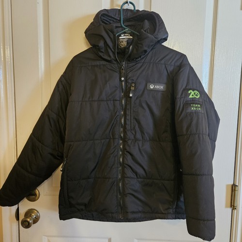 Women's XBOX Puff Jacket Team 20 Black Nylon Hooded Puffer Size S P ...