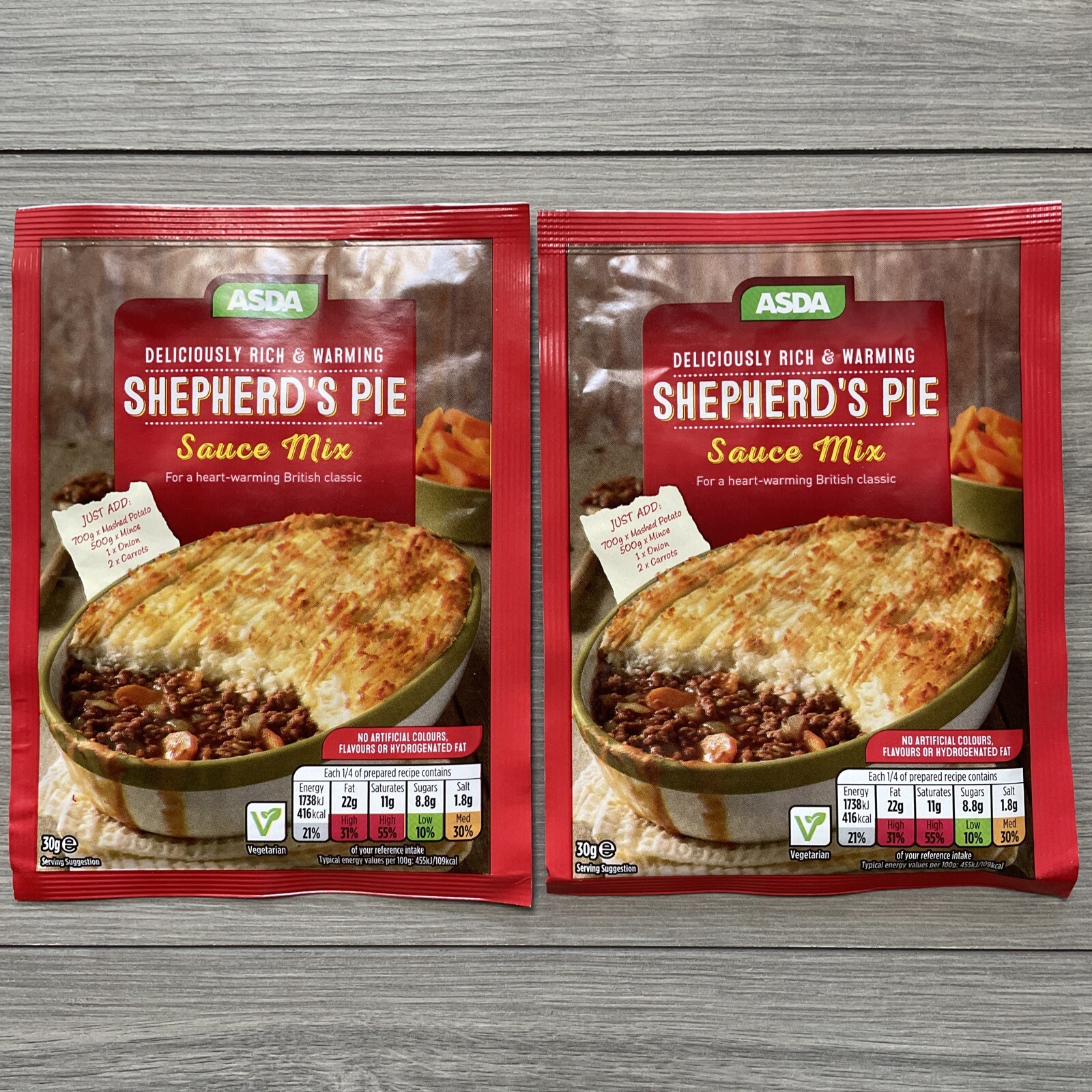 2 X 30g Asda Shepherd's Pie Casserole Sauce Cooking Seasoning Spice Mix ...