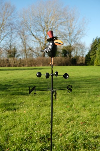 Crow Weather Vane Decorative Black Metal Cups Wind Spinner Garden Decor ...