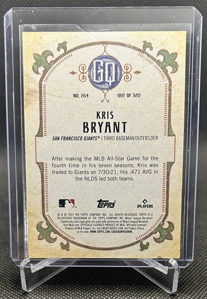 2022 Topps Gypsy Queen Kris Bryant No Name Variation SP Giants Cubs ...