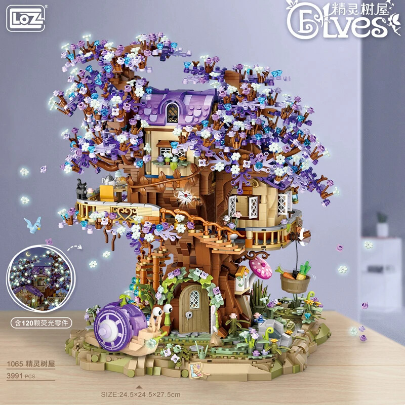 Creative LOZ MINI Elves Treehouse Sets Building Block MOC Girls Dream ...