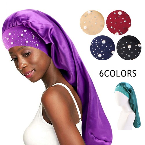 Sleep Cap Satin Bonnet Long Hair Dreadlocks Caps Long Hair Hat Elastic ...