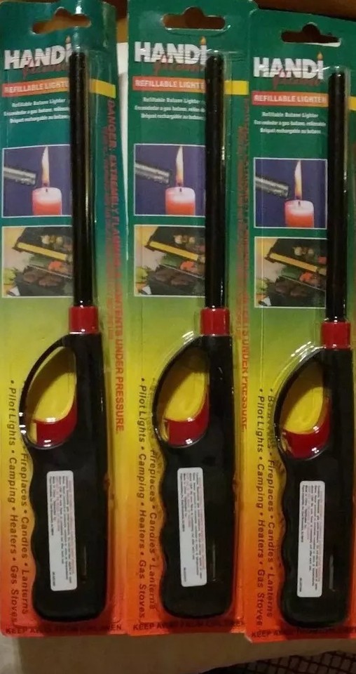 Lot Of (3) Handi FLAME REFILLABLE LONG REACH BUTANE LIGHTER CAMPING BBQ ...